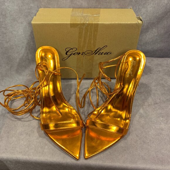 Genshuo | Shoes | Genshuo Lace Up Stray Pointy Open Toe Sandal Euc ...